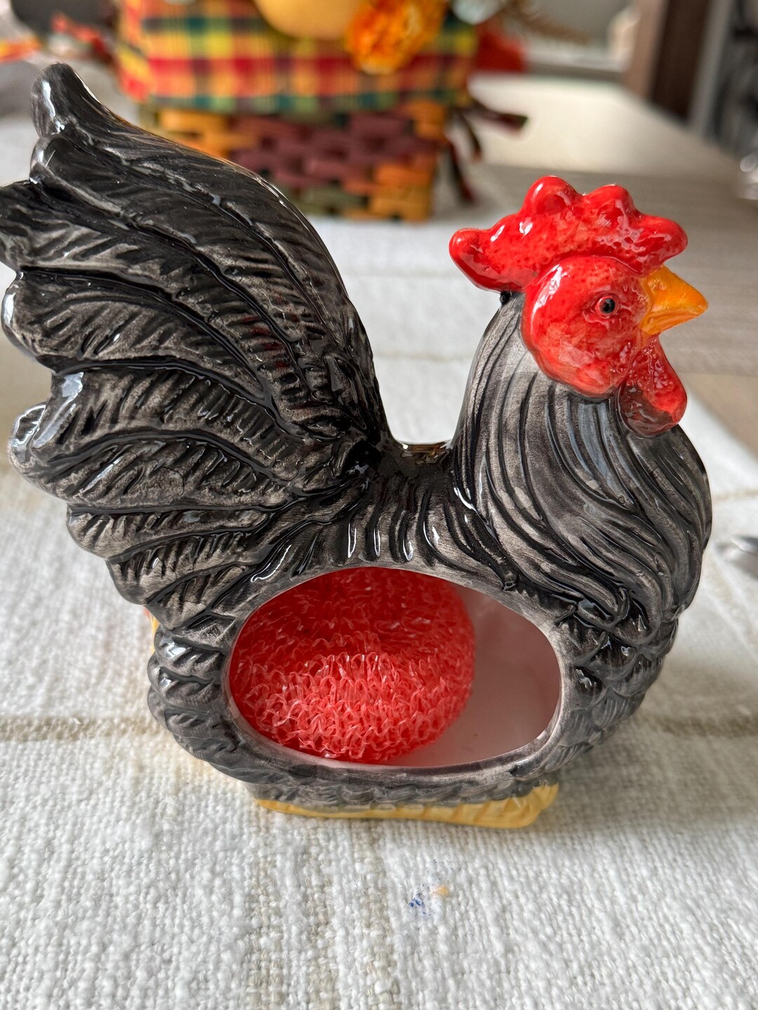 Vintage Cracker Barrel Rooster, Scrub Holder by Susan Winget - Etsy