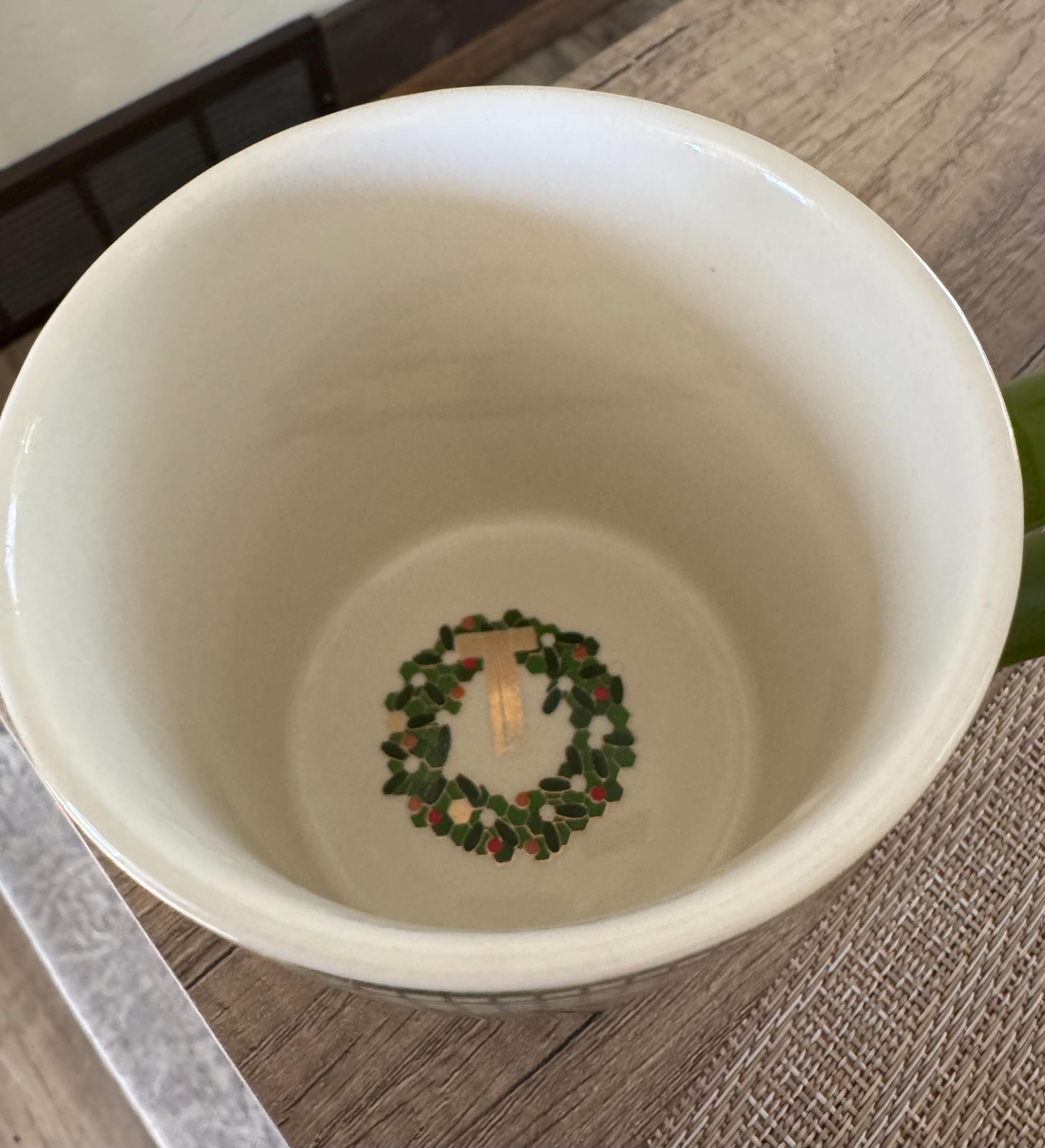 ANTHROPOLOGIE Festive BISTRO Tile LETTER "t" Garland Holiday Coffee Mug ...