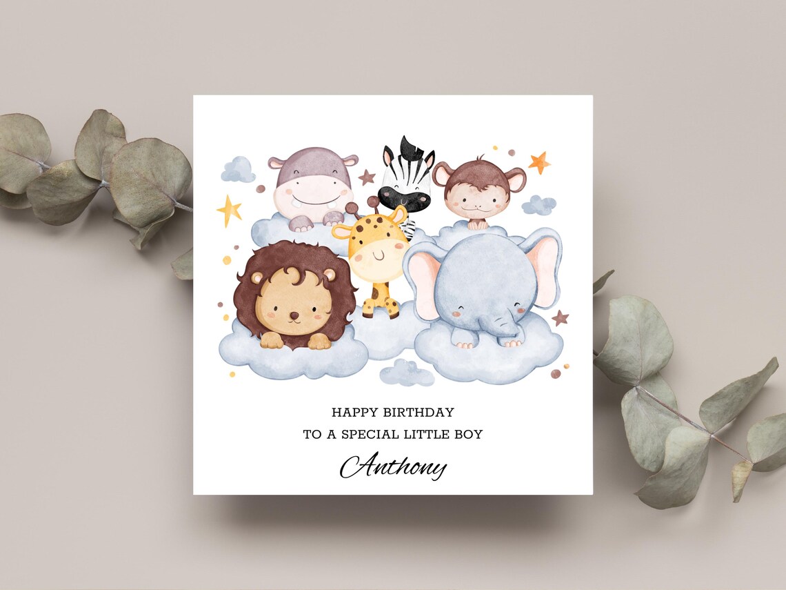 Printable Animal Birthday Card for Kids | Digital Download | Easy to ...