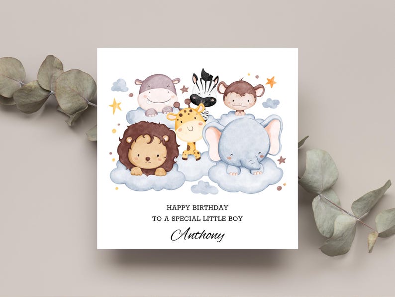 Printable Animal Birthday Card for Kids | Digital Download | Easy to ...