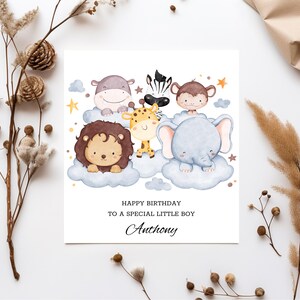 Printable Animal Birthday Card for Kids | Digital Download | Easy to ...