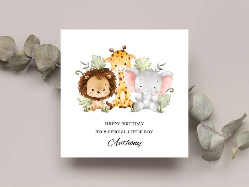 Printable Animal Birthday Card for Kids | Digital Download | Easy to ...