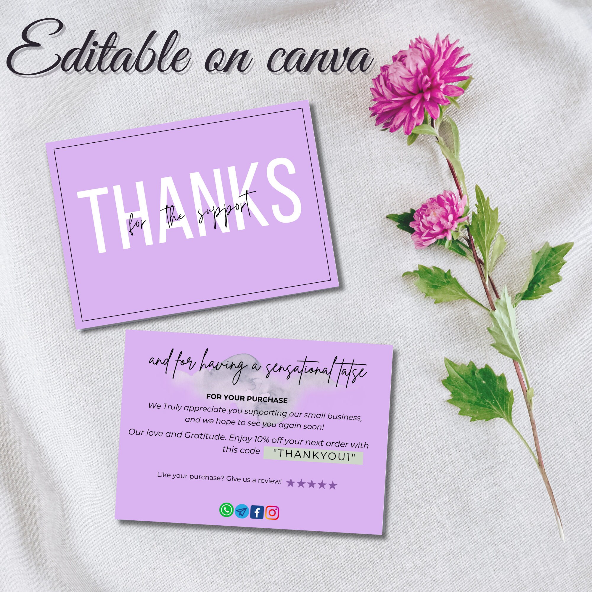 Thank You for Your Purchase Card | Editable in Canva | Canva Templates ...