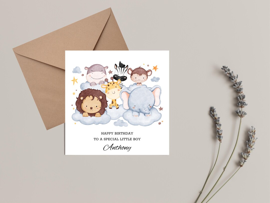 Printable Animal Birthday Card for Kids | Digital Download | Easy to ...