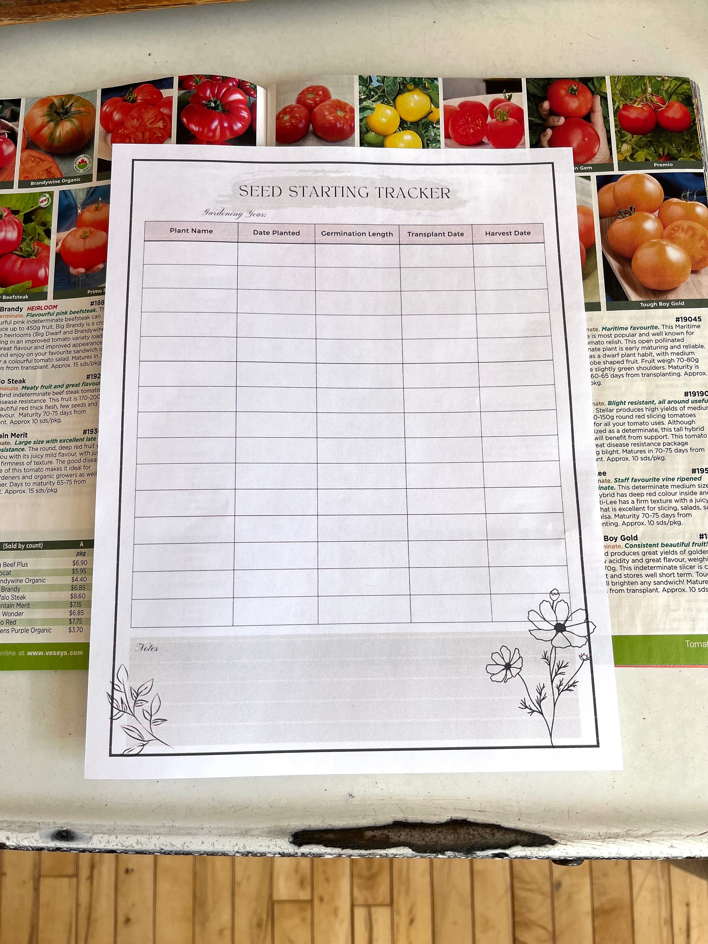 Garden Seedling Tracker, Seedling Chart, Printable, Garden Journal ...