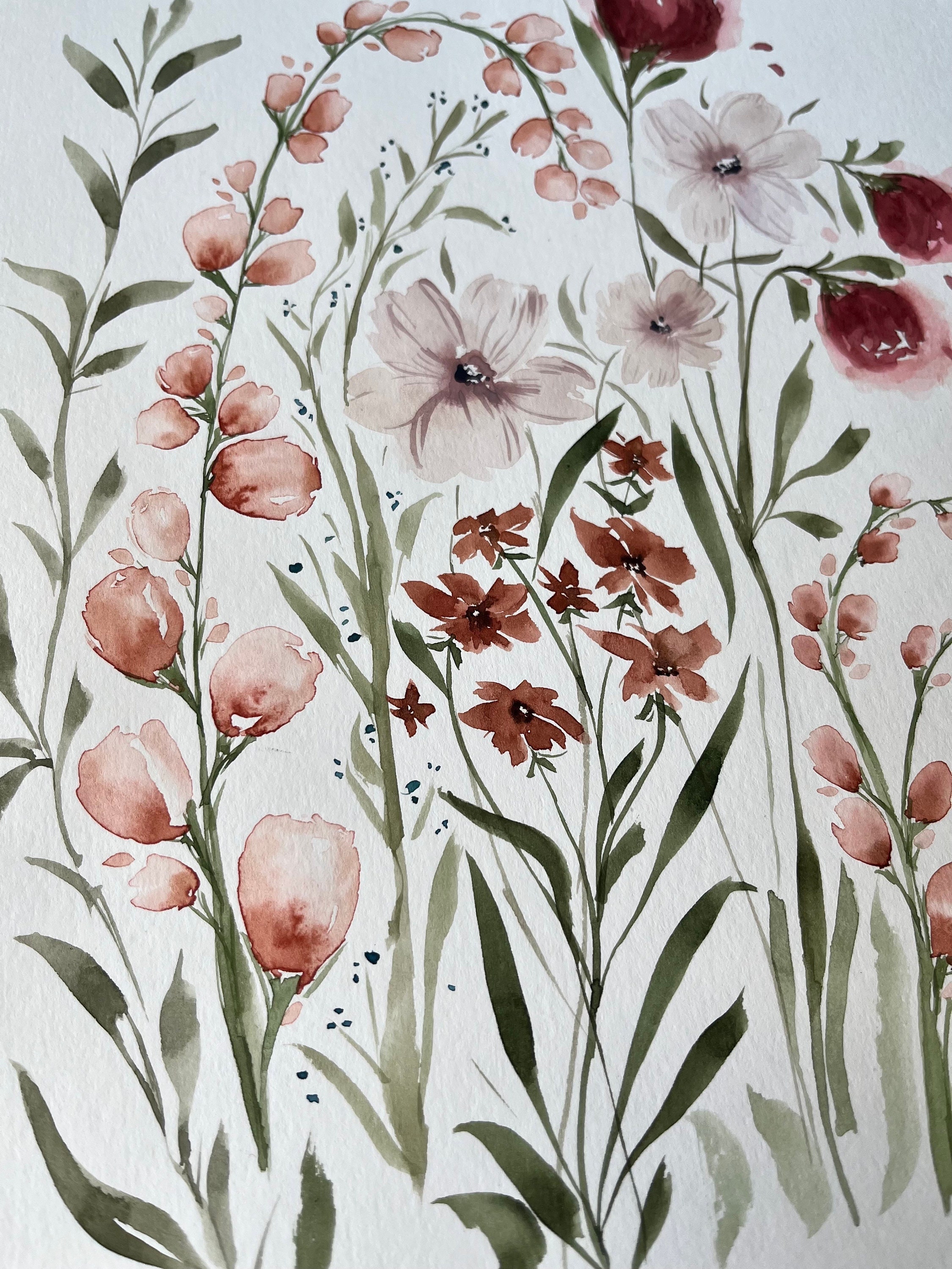 Watercolor Floral Watercolor Painting Original Artwork Wall Painting ...
