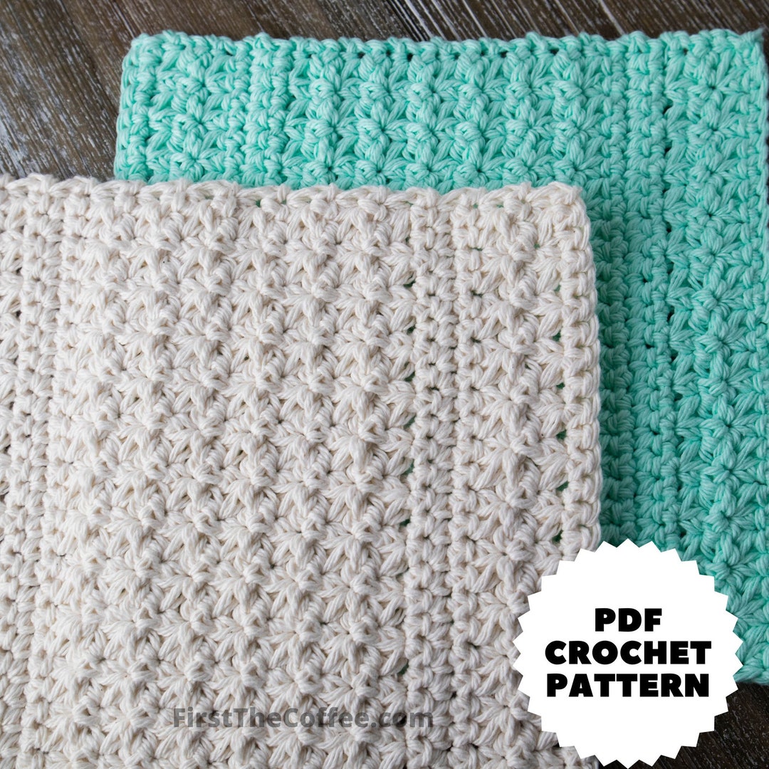 Easy Cotton Dishcloth Crochet Pattern PDF, Textured Beginner Friendly ...