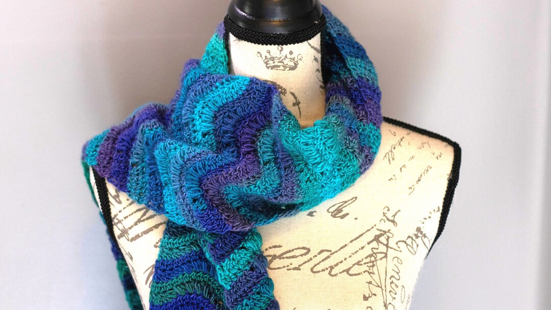 Wavy Ripple Crochet Scarf Pattern PDF From First the Coffee Crochet - Etsy