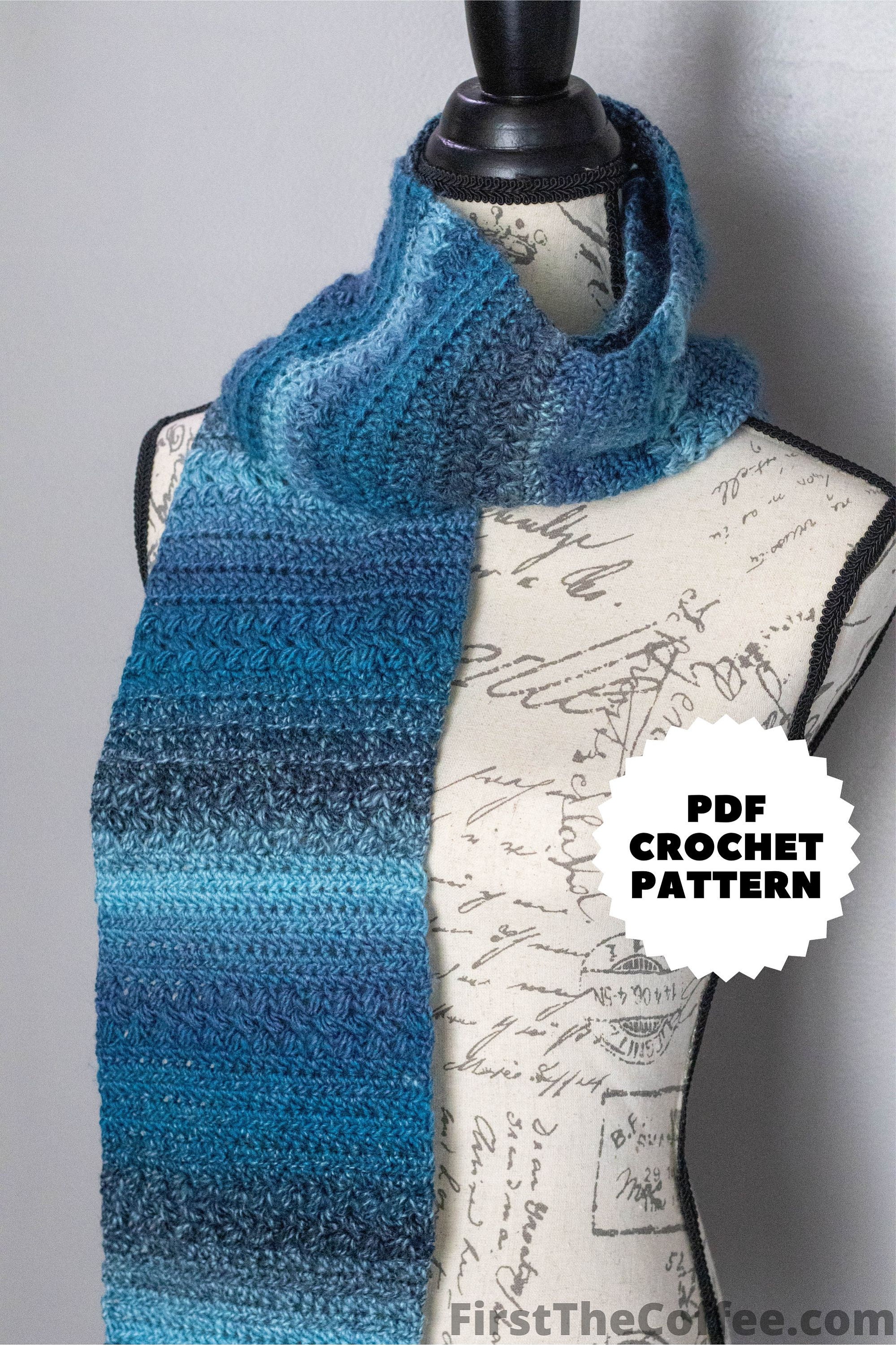 Modern Textured Crochet Scarf Pattern PDF, the Indigo Bean Scarf - Etsy