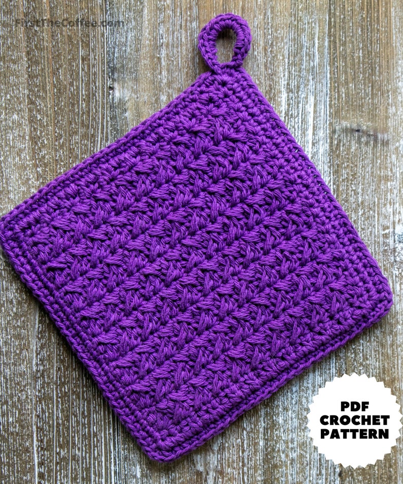 Square Modern Crochet Potholder Pattern, A Unique and Textured Hot Pad ...