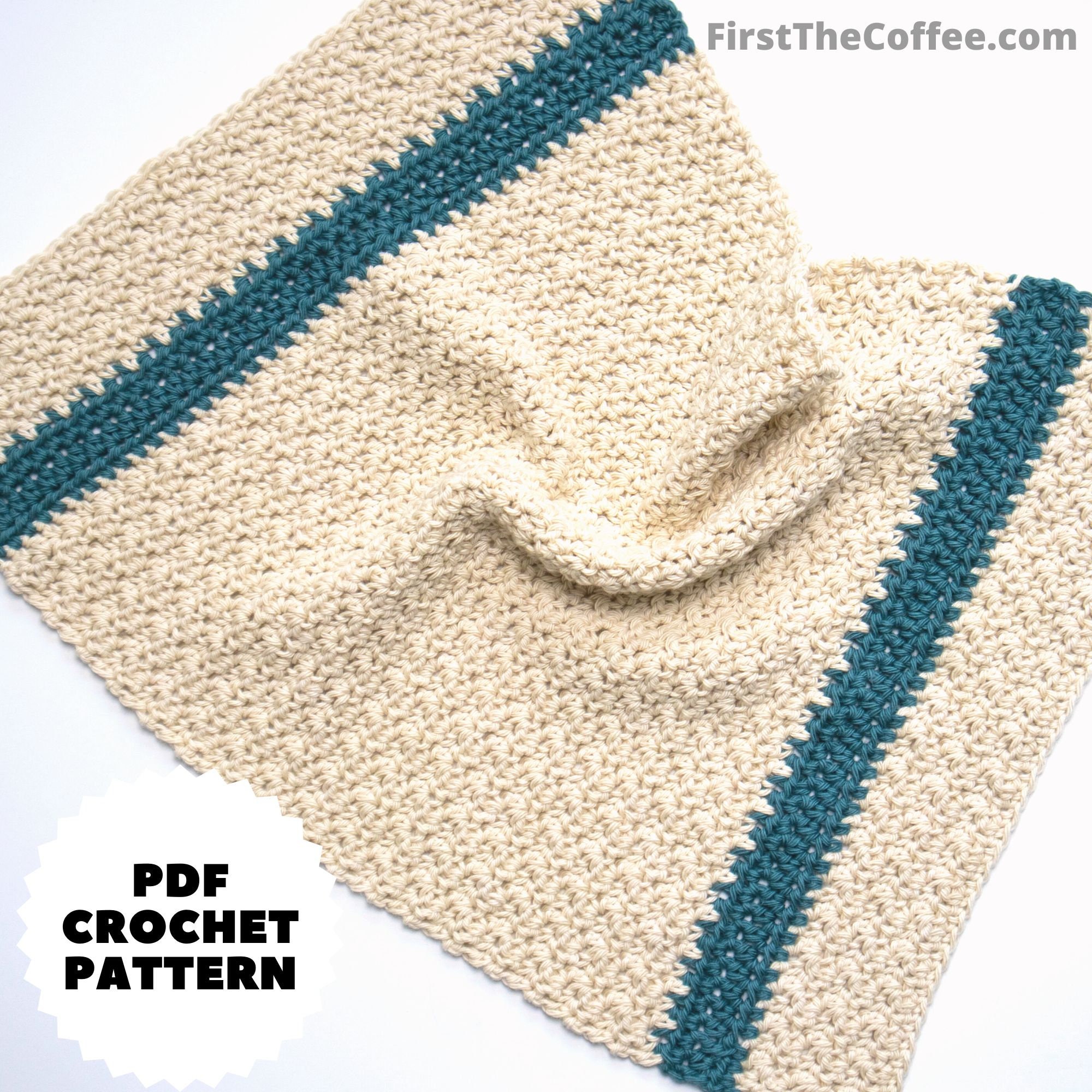 Easy Crochet Dishtowel Pattern, Farmhouse Style Cotton Crochet Dish ...