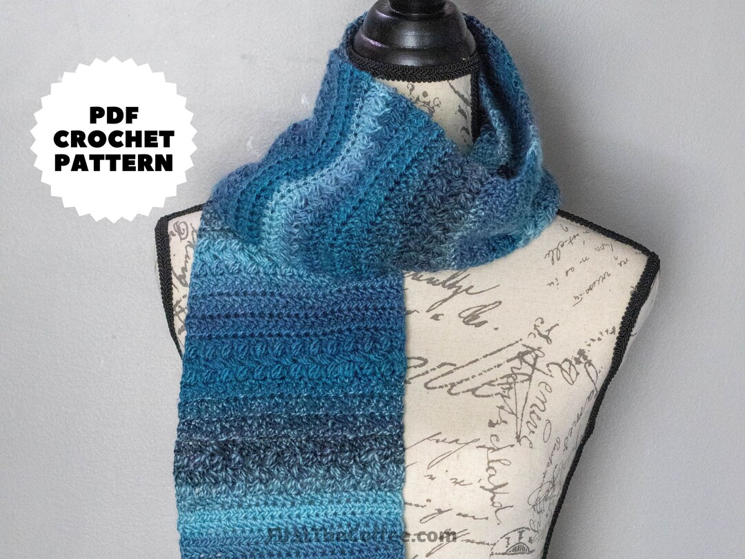 Modern Textured Crochet Scarf Pattern PDF, the Indigo Bean Scarf - Etsy