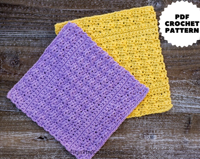 Easy Crochet Dishcloth Pattern PDF, Textured Even Moss Stitch Cotton ...