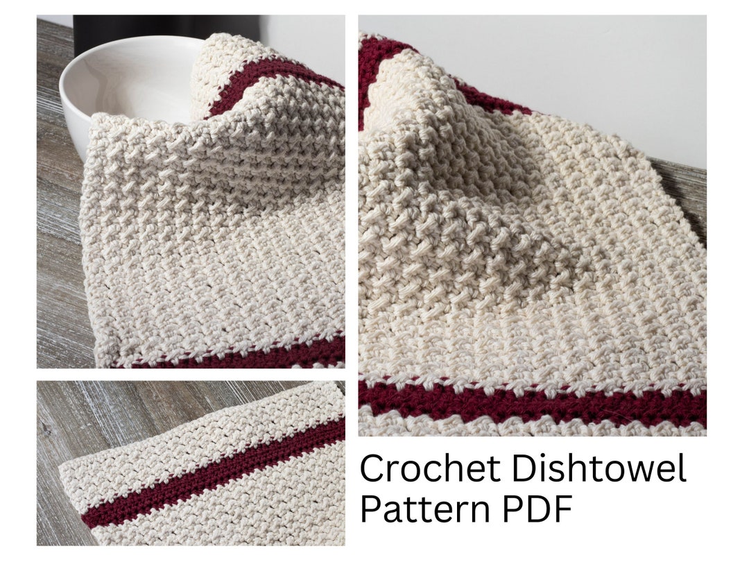 Easy Crochet Dish Towel PDF Pattern | Even Moss Stitch Hand Towel ...