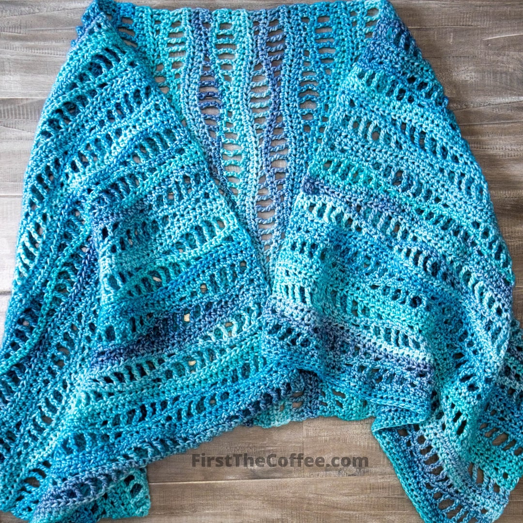 Easy Rectangular Crochet Shawl Pattern Pdf The Turquoise Etsy