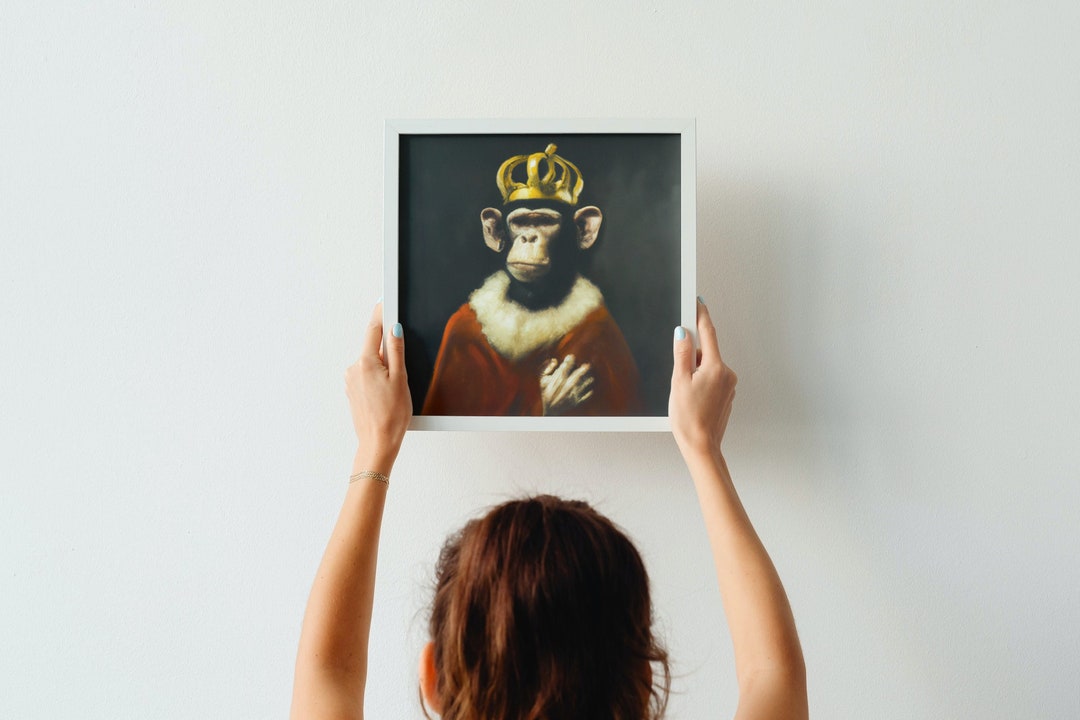 Monkey King Print Monkey With a Crown Animal Print - Etsy