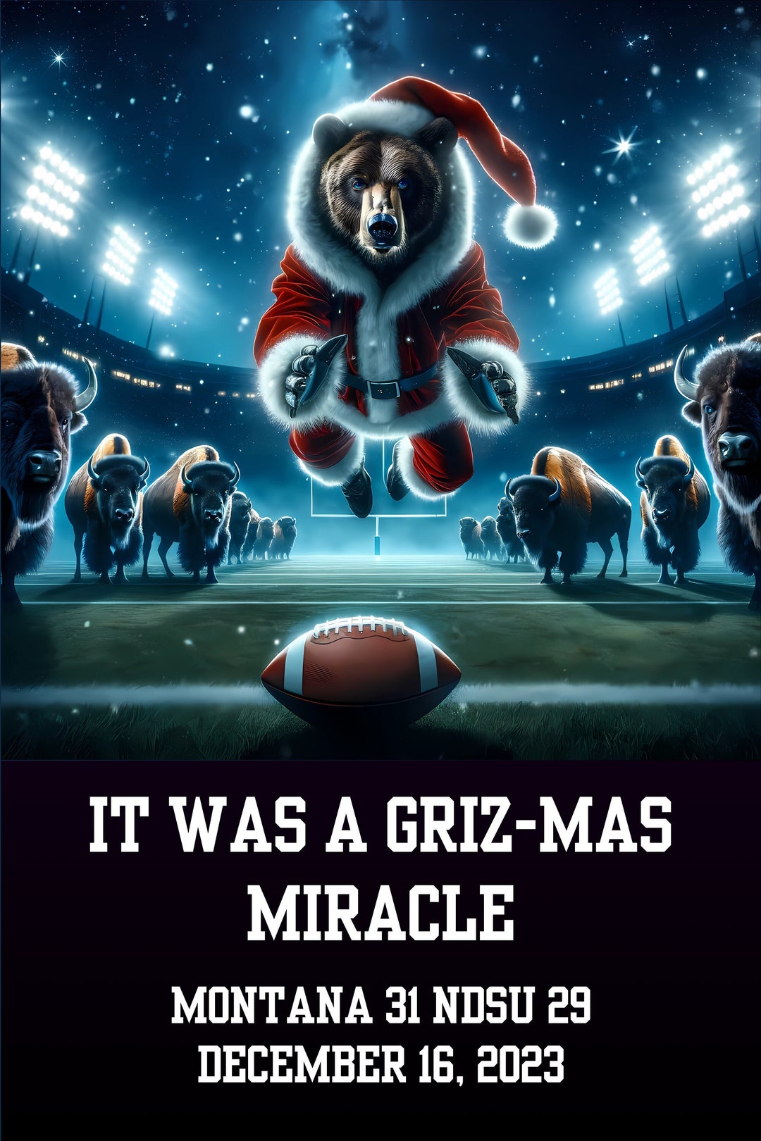 Montana Football | Griz-mas Miracle | Printable Digital Art | Digital ...