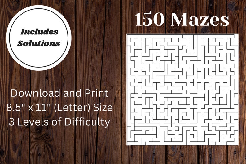 150 Mazes | Instant Download | Printable | PDF | Three Levels of ...