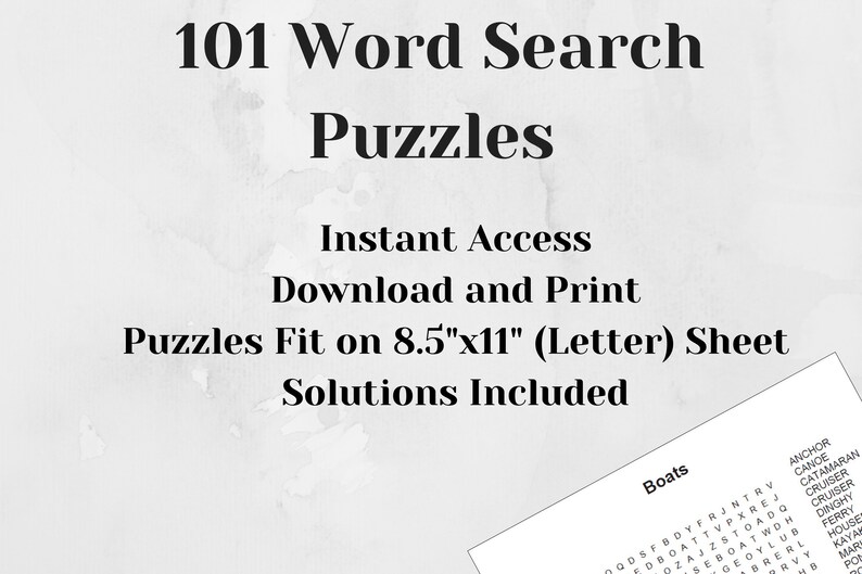 Word Search Puzzles | 101 Puzzles | Instant Download | Printable | PDF ...