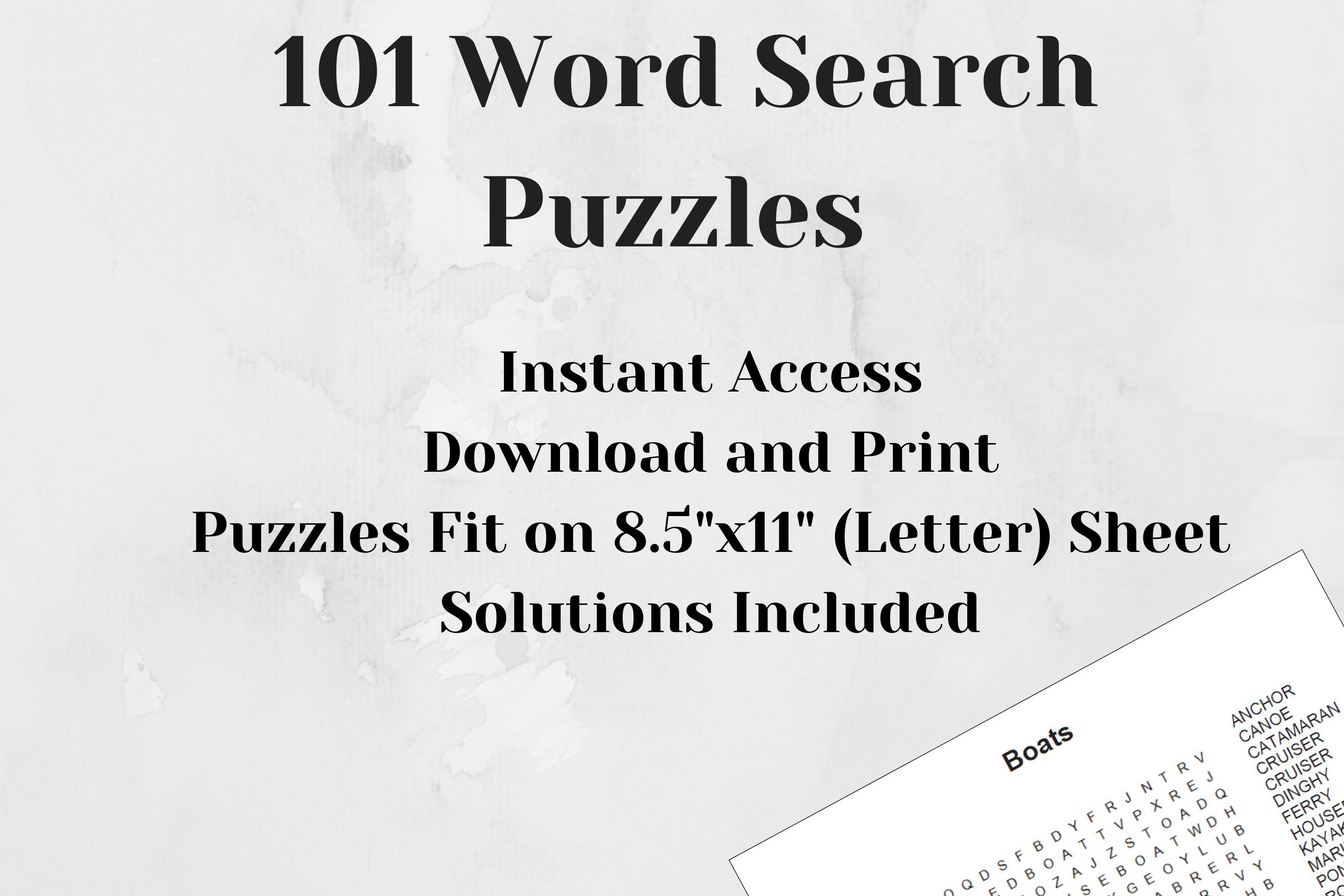 Word Search Puzzles | 101 Puzzles | Instant Download | Printable | PDF ...