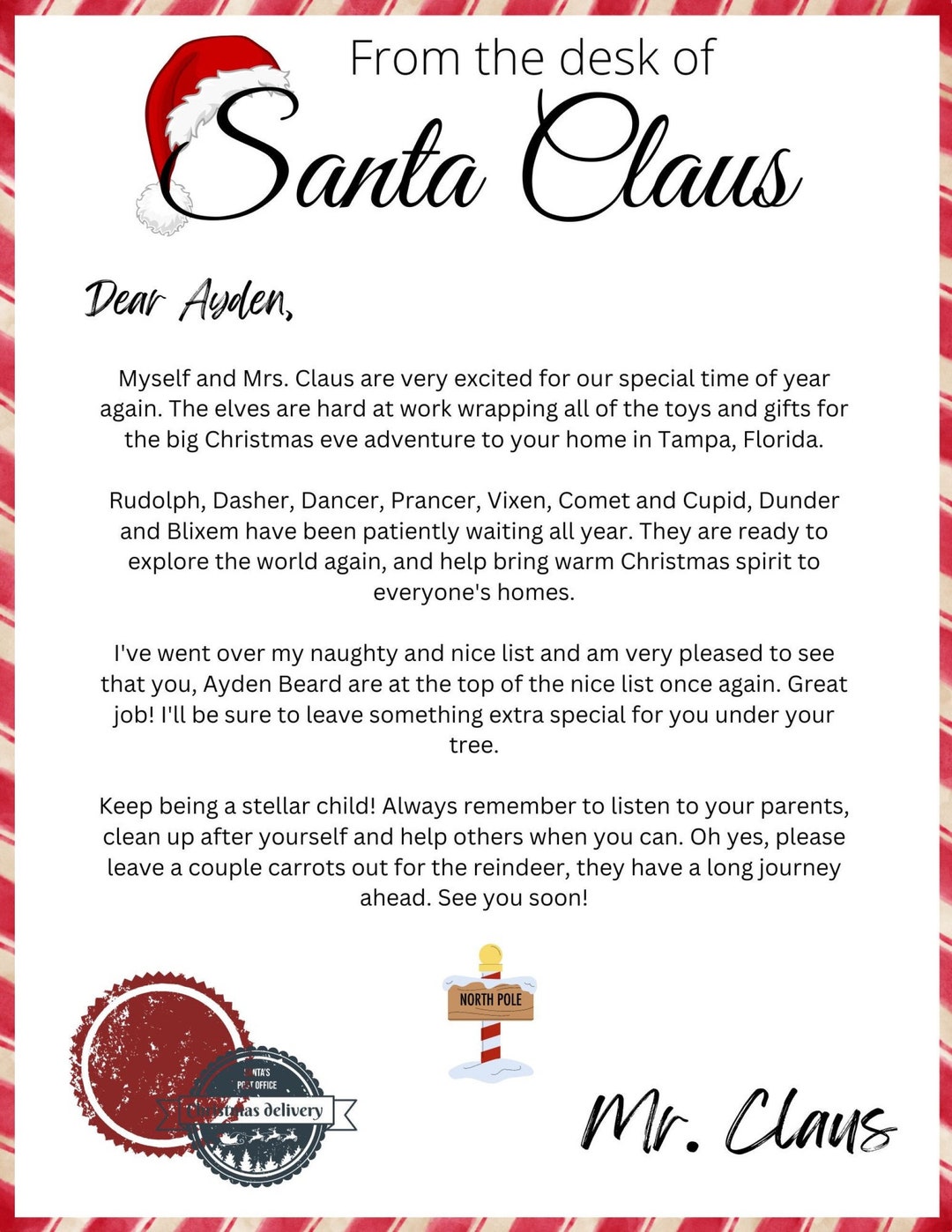 Custom Letter From Santa - Etsy