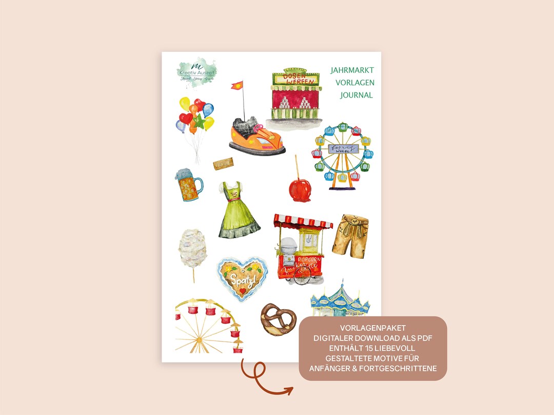Fairground Template Journal as a Digital Download - PDF - Watercolor ...