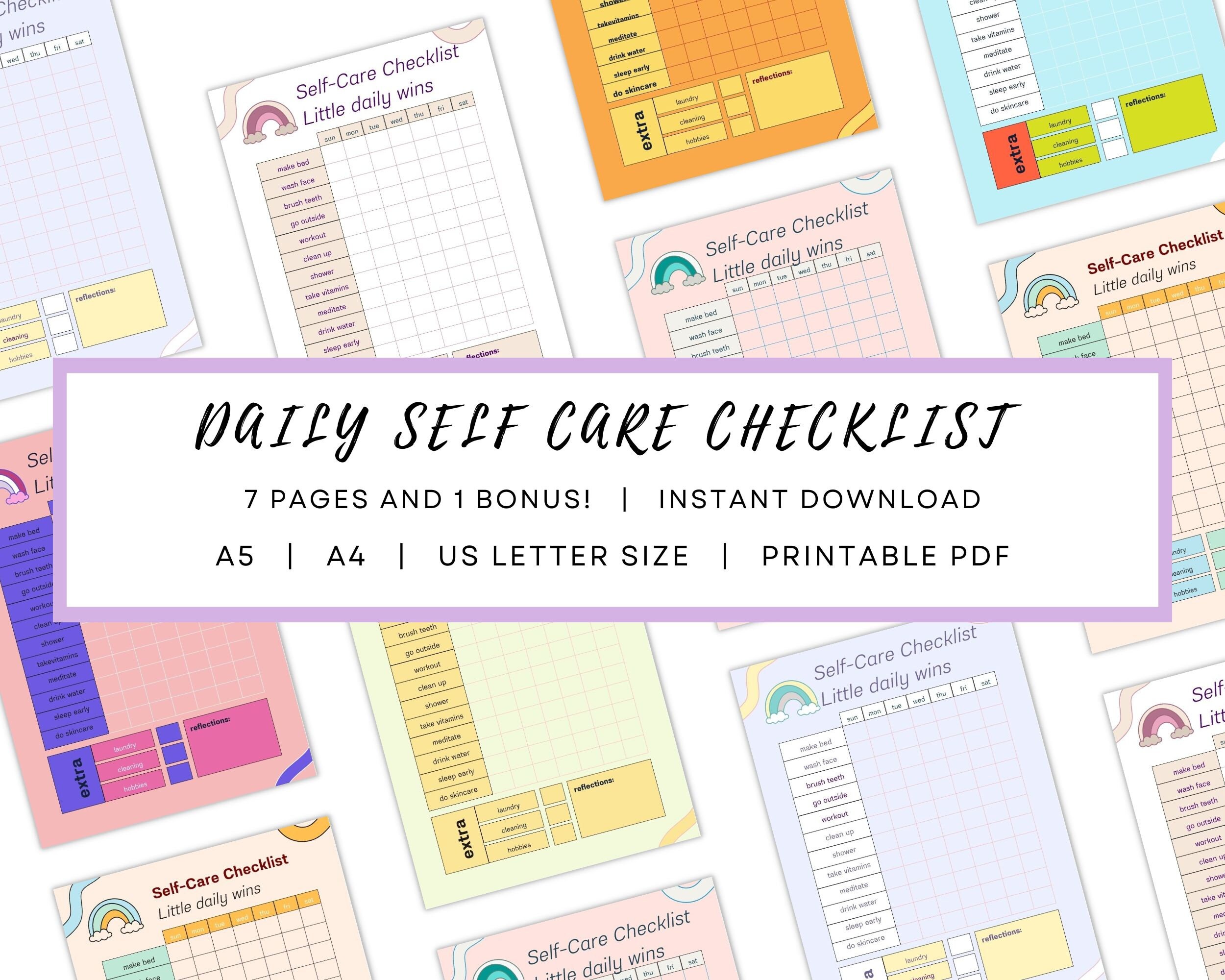 SELF-CARE Checklist | Mental Health and Wellness Tracker | Daily ...