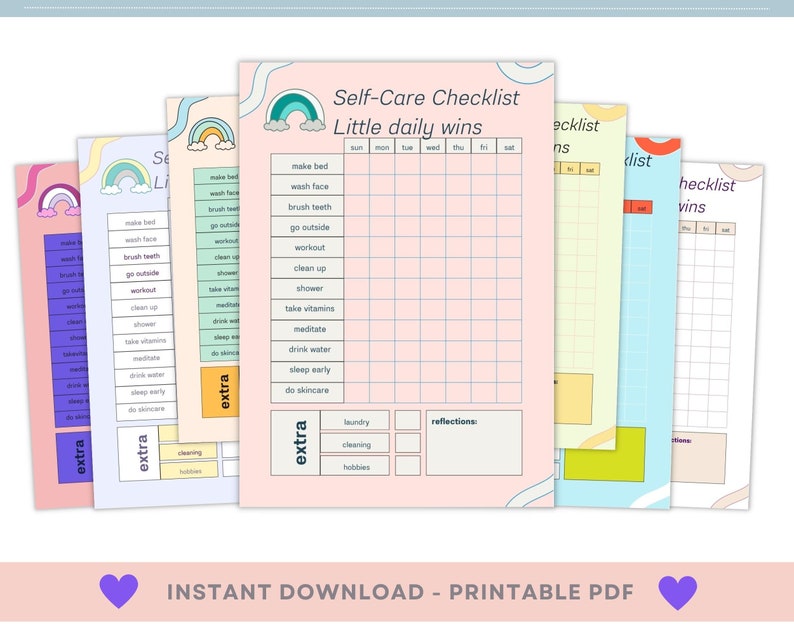 SELF-CARE Checklist | Mental Health and Wellness Tracker | Daily ...