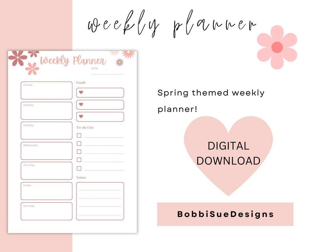 Weekly Planner Printable | Weely Goal Planner | Weekly To-do List ...