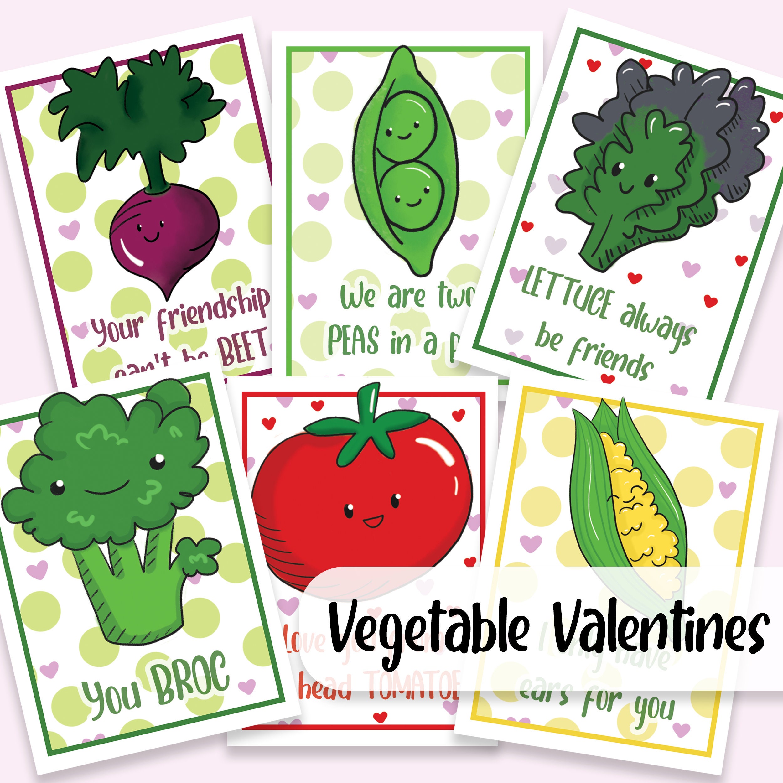 Vegetable Valentine's Day Cards - Etsy