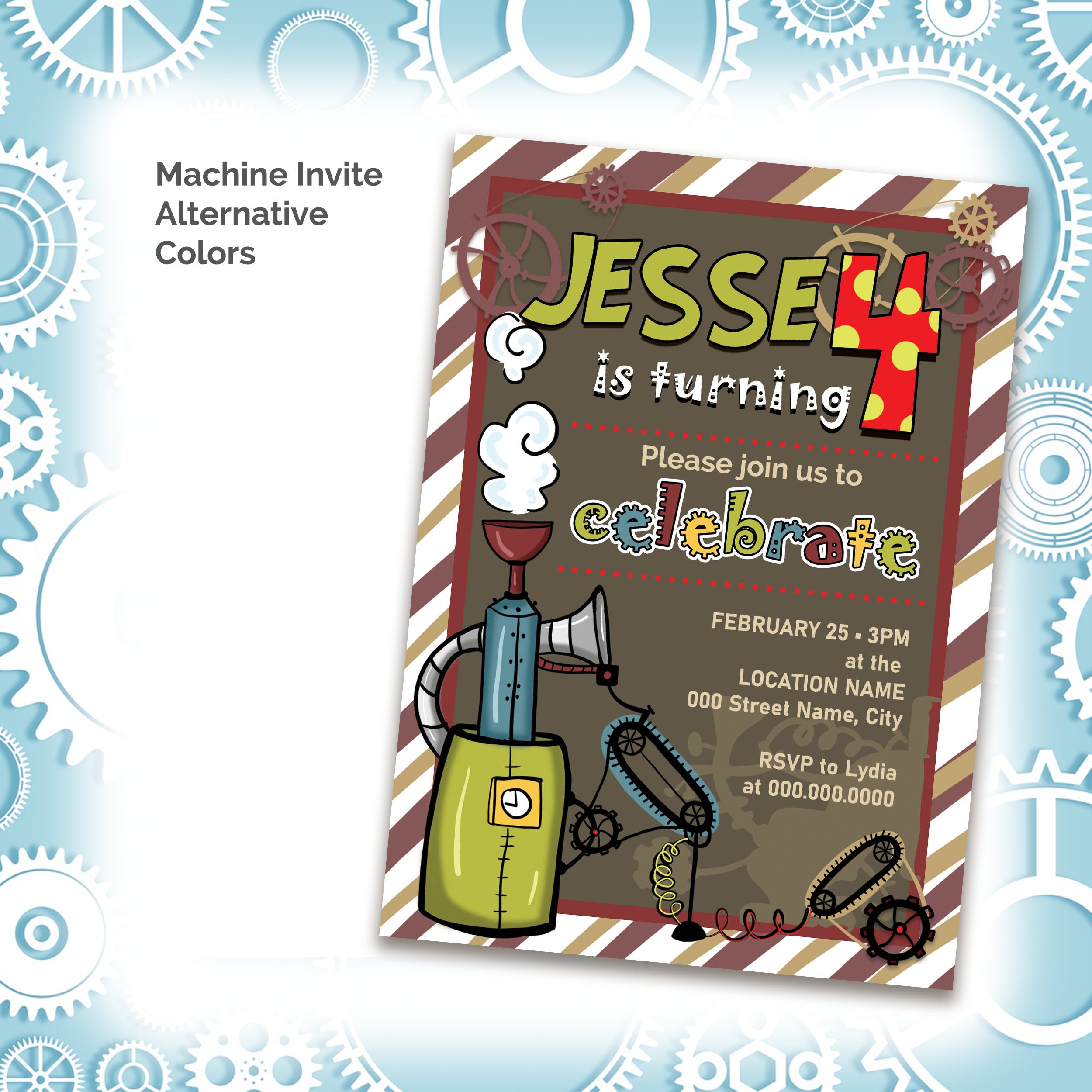 Machines Birthday Invitation - Etsy