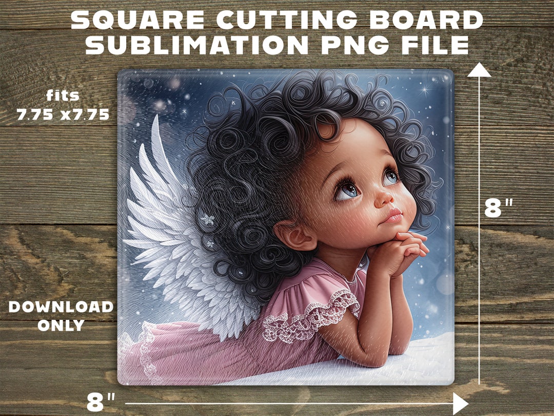 Angel Cutting Board Square Sublimation File 7.75 X 7.75 Inch Glass ...