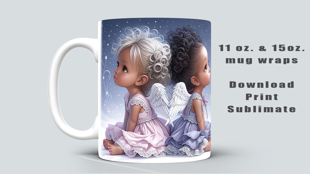 Angel Mug Wrap, Sublimation Design, Digital Download, PNG, 11oz and ...