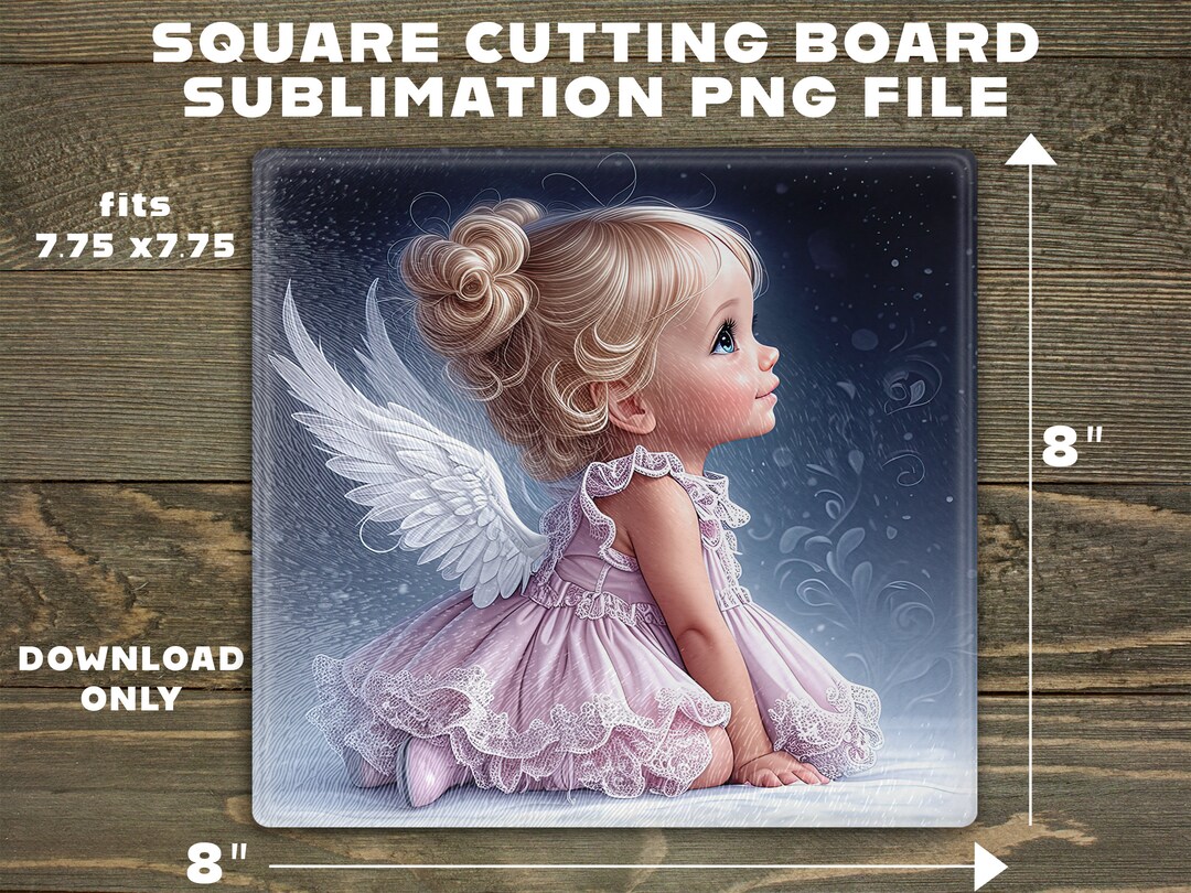 Angel Cutting Board Square Sublimation File 7.75 X 7.75 Inch Glass ...