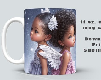 Angel Mug Wrap, Sublimation Design, Digital Download, PNG, 11oz and ...