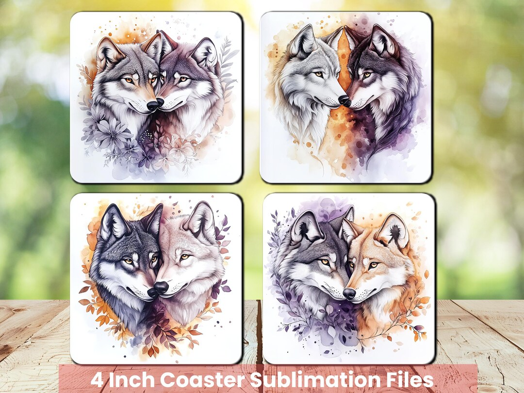 Wolves Coasters Printable Download, 4x4 Inch, 300 DPI PNG Image Square ...