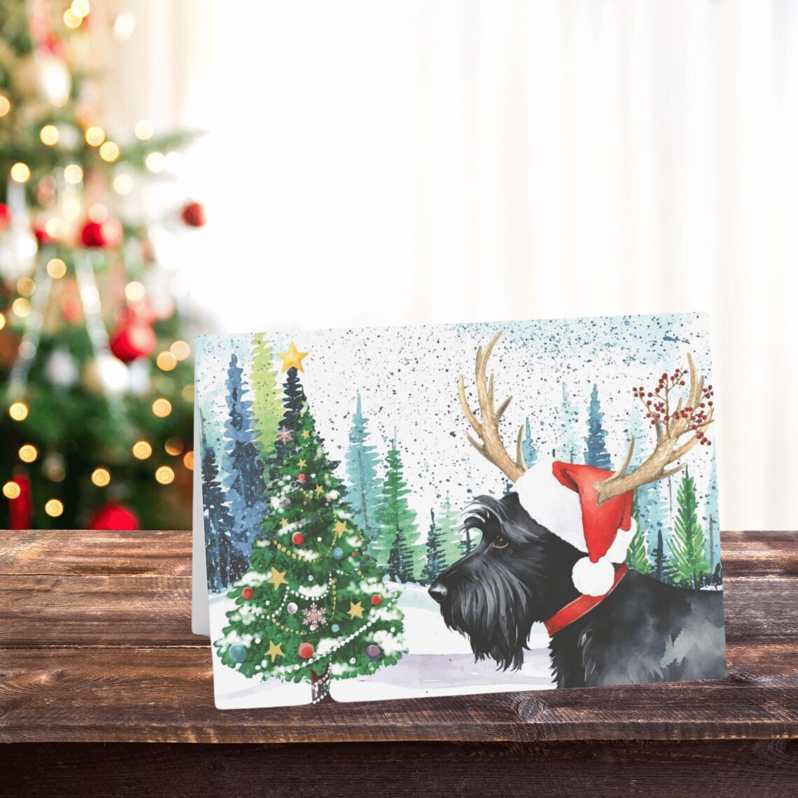 Scottie Dog Christmas Card | Black Scottish Terrier | Holiday Greeting ...