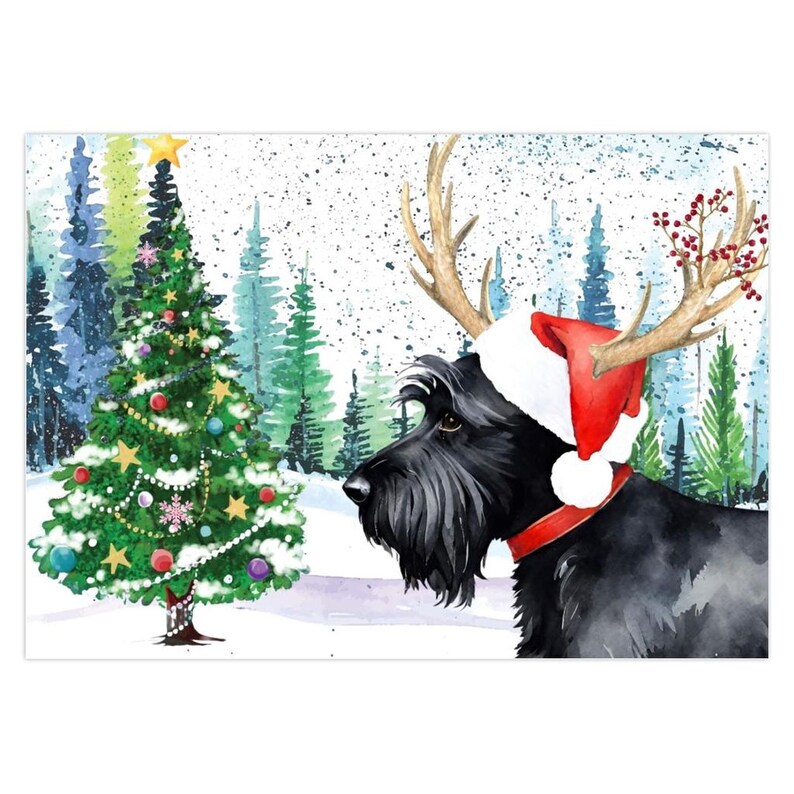 Scottie Dog Christmas Card | Black Scottish Terrier | Holiday Greeting ...