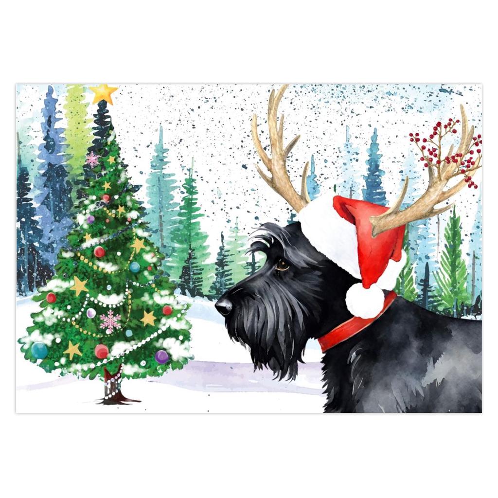 Scottie Dog Christmas Card | Black Scottish Terrier | Holiday Greeting Card | Elliroosc - Etsy