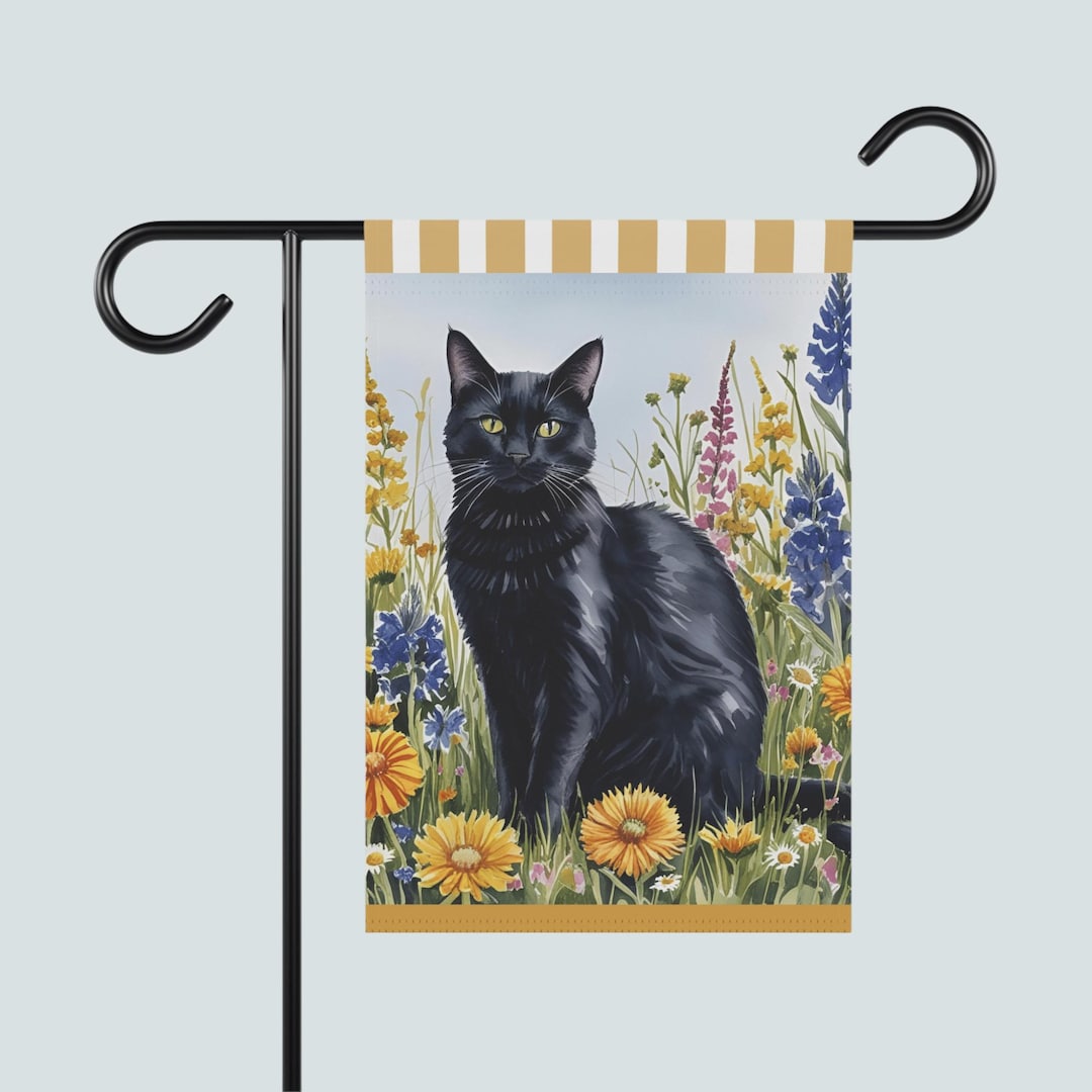 Black Cat Garden Flag | Custom Black Cat Garden Flag | Garden Decor ...