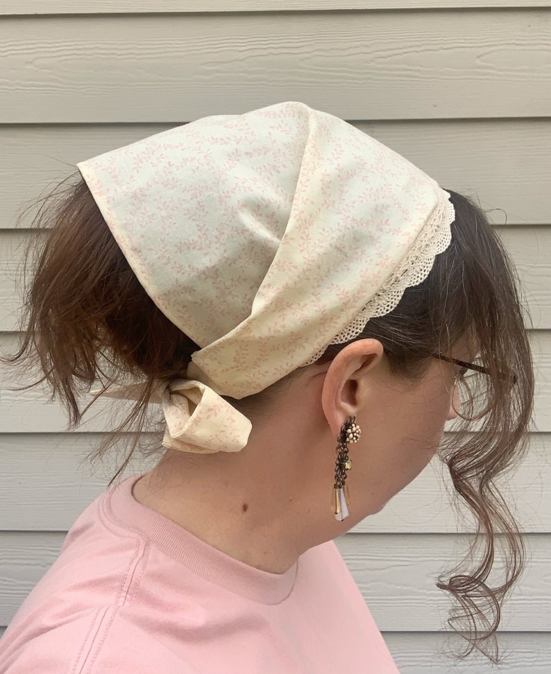 100% Cotton Light Pink Vines Medium Headcovering, Prayer Covering ...