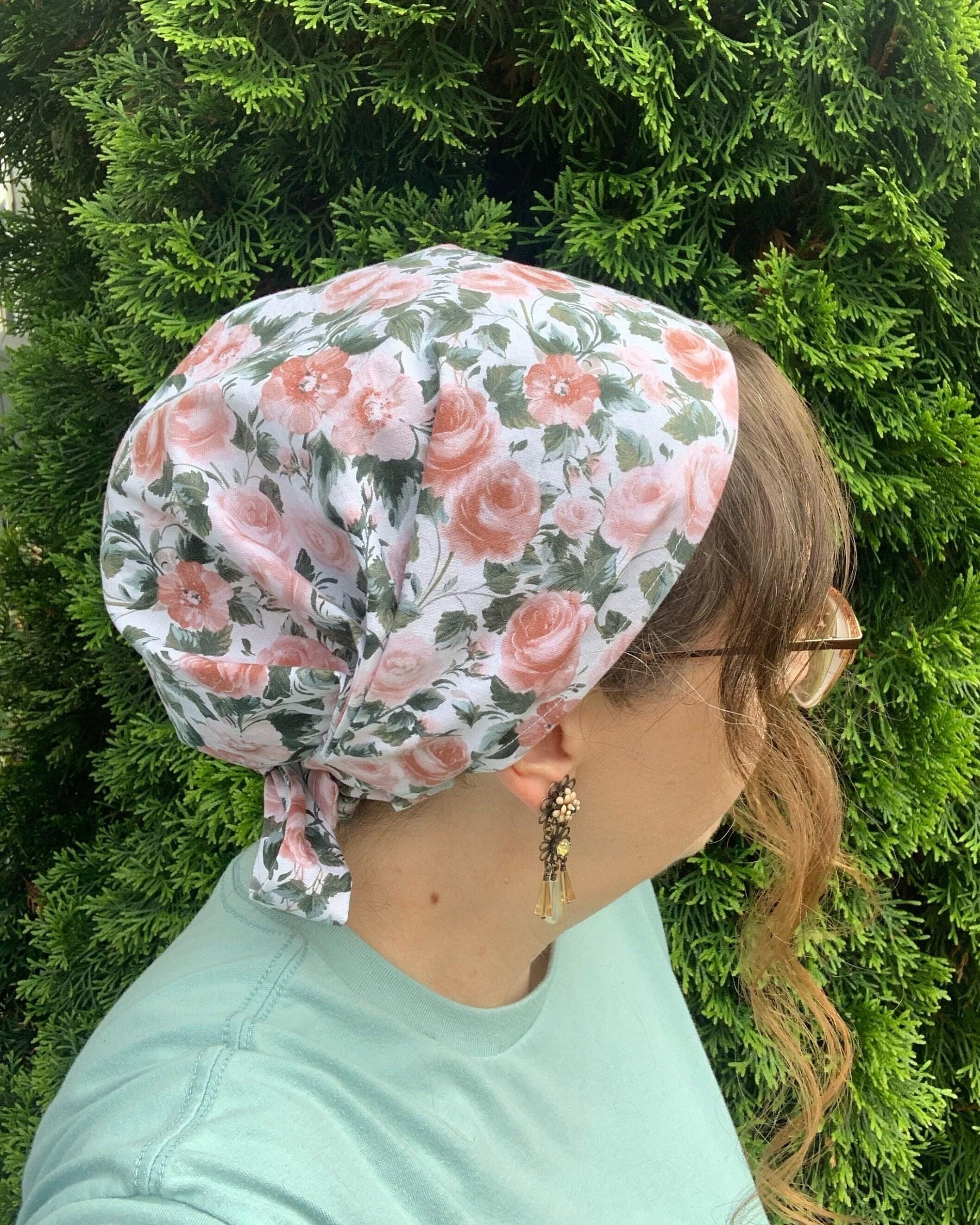 Cotton Floral Headcovering: Full Coverage Snood, Headwrap, Headscarf ...