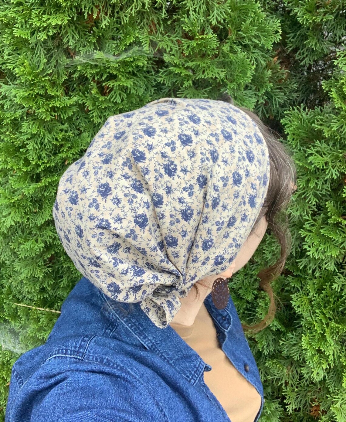 Cotton Floral Headcovering: Full Coverage Snood, Headwrap, Headscarf ...