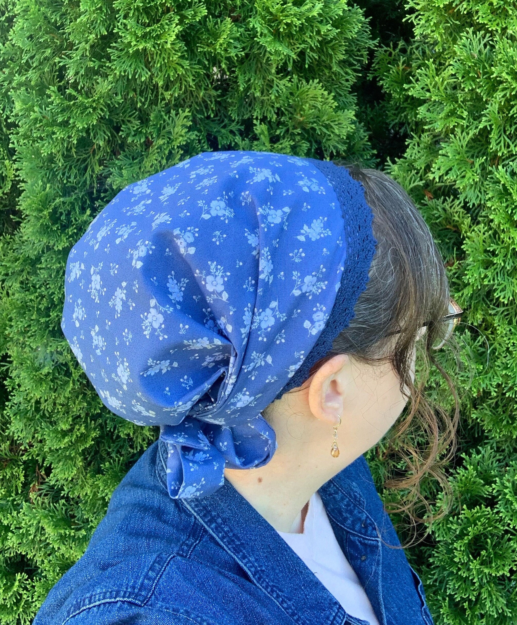 100% Cotton Florals & Lace Full Coverage Snoods, Headcovering, Headwrap ...
