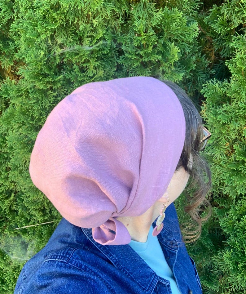 Mauve Linen Full Coverage Snood, Headcovering, Tichel, Headwrap ...