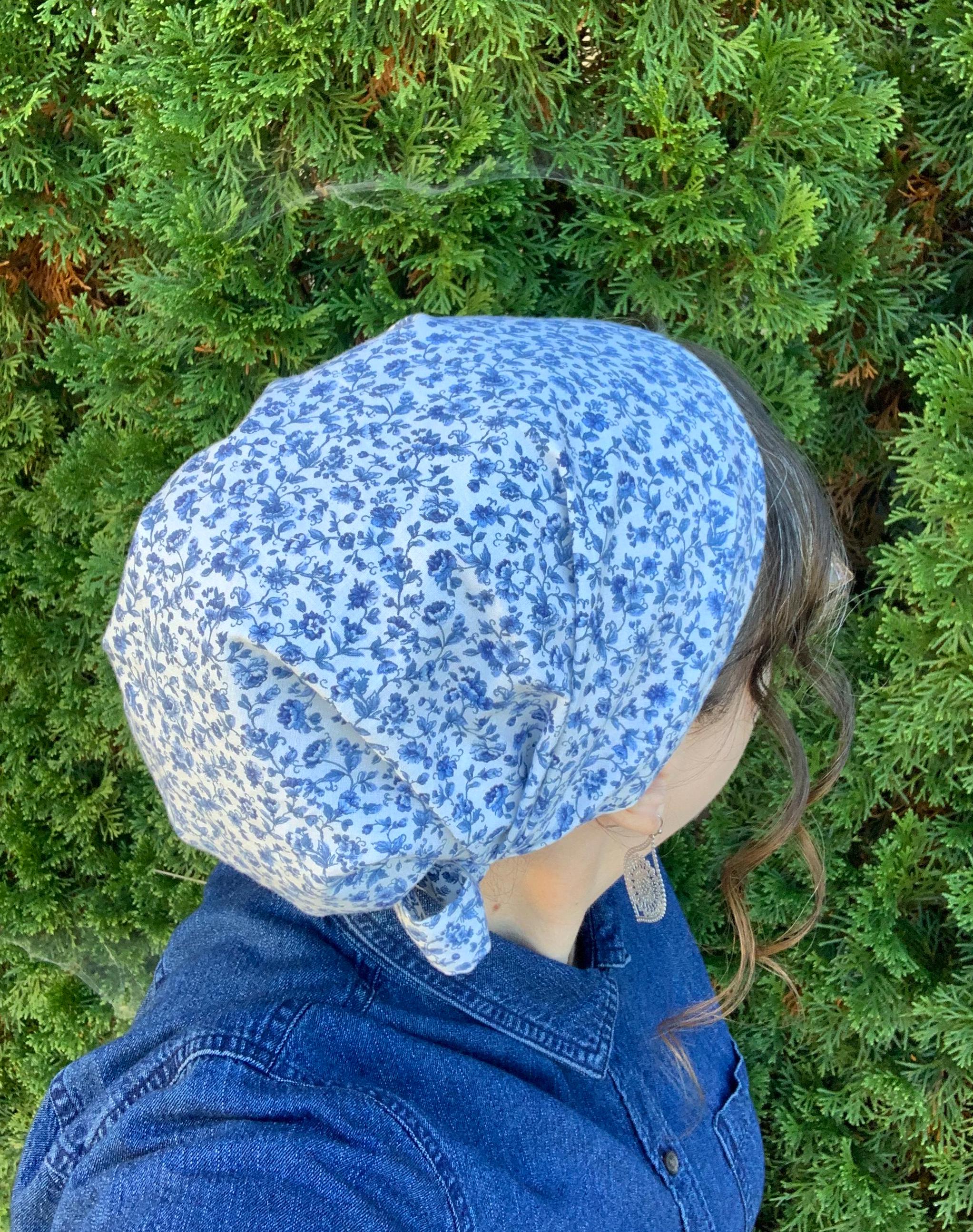 Cotton Floral Headcovering: Full Coverage Snood, Headwrap, Headscarf ...