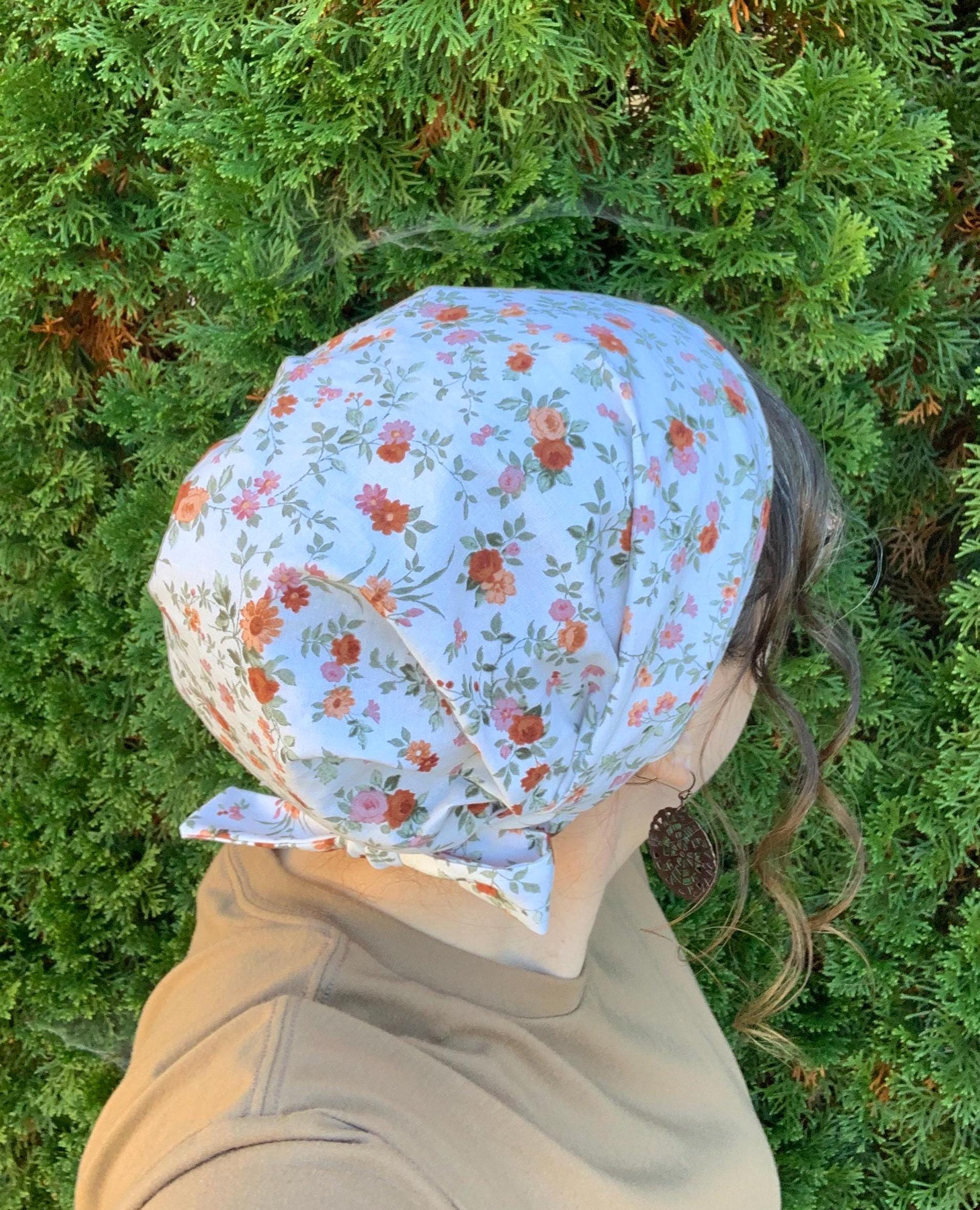 Cotton Floral Headcovering: Full Coverage Snood, Headwrap, Headscarf ...