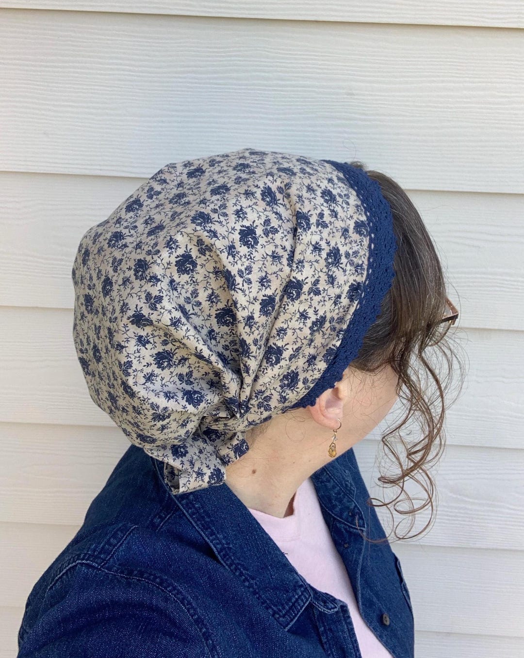 100% Cotton Florals & Lace Full Coverage Snoods, Headcovering, Headwrap ...