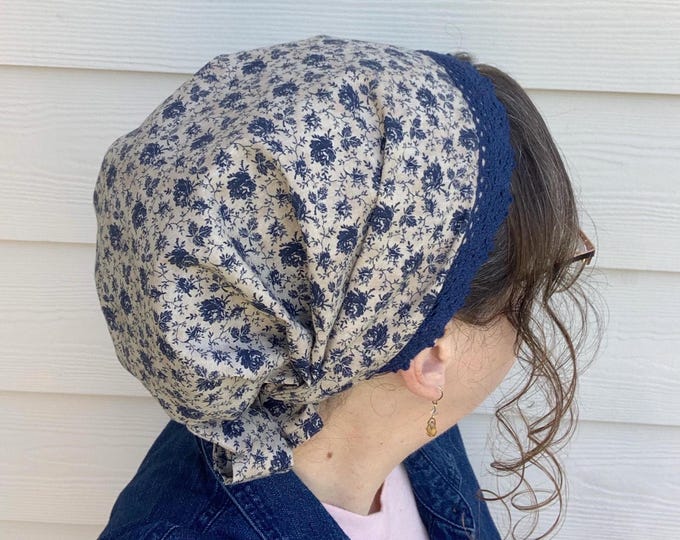 100% Cotton Florals & Lace Full Coverage Snoods, Headcovering, Headwrap ...