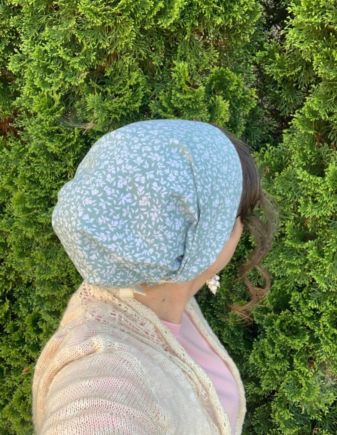 Cotton Floral Headcovering: Full Coverage Snood, Headwrap, Headscarf ...